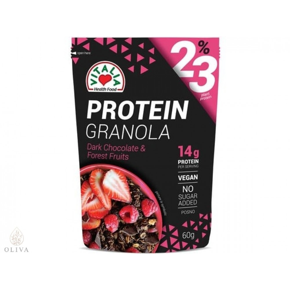 VITALIA GRANOLA PROTEIN CRNA ČOKOLADA I CRVENO VOĆE 60 G