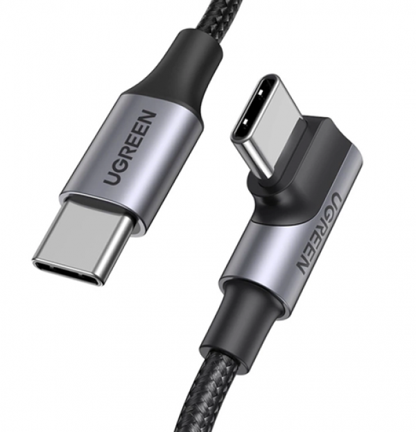 UGREEN USB-C to USB-C PD Fast Charging 90 Degree Cable 5A Max Black 2m US334
