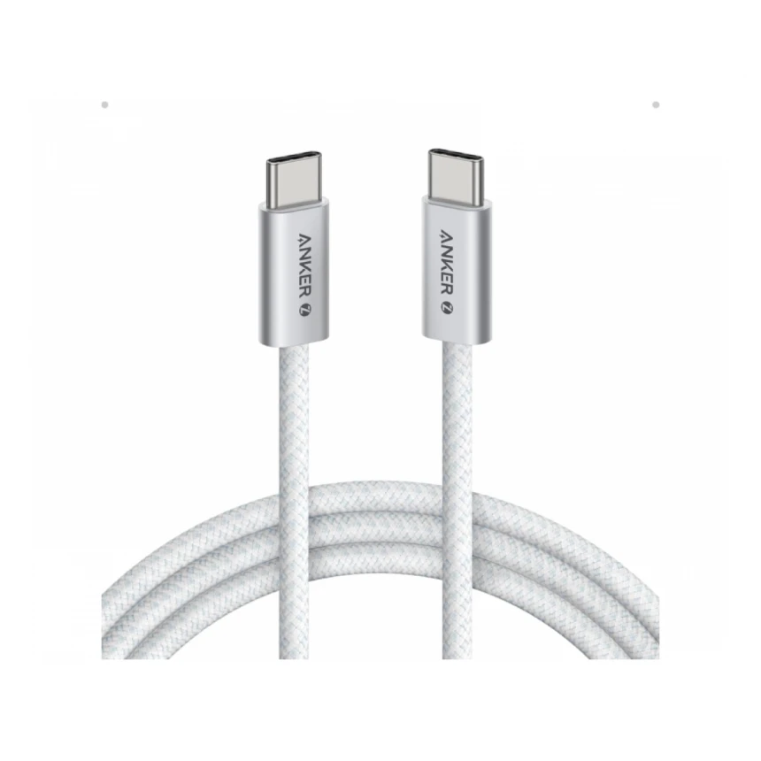 ANKER Zolo USB tip-C kabl M/M 1m, za Apple, super brzo punjenje 240W/480Mbps, pleteni, beli