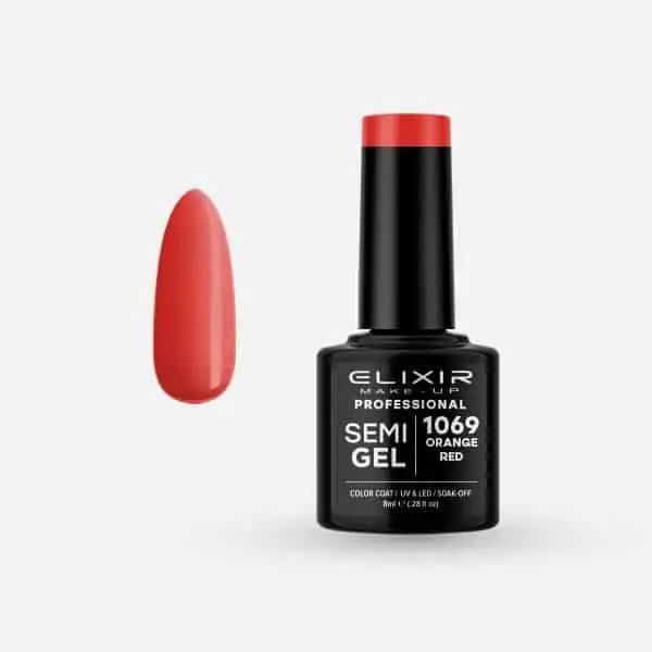 Elixir Gel lak Semi 1069, Orange Red, 8ml