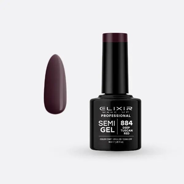 Elixir Gel lak Semi 884, Deep Tuscan Red, 8ml