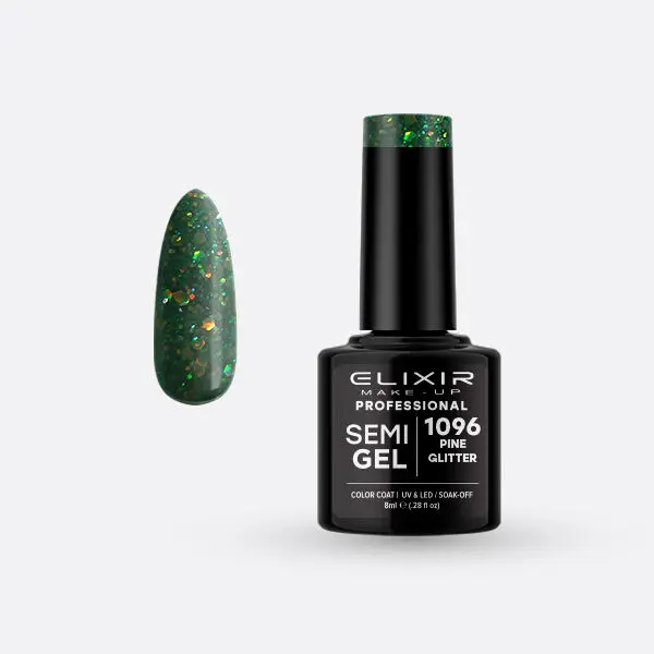 Elixir Gel lak Semi 1096, Pine Glitter, 8ml