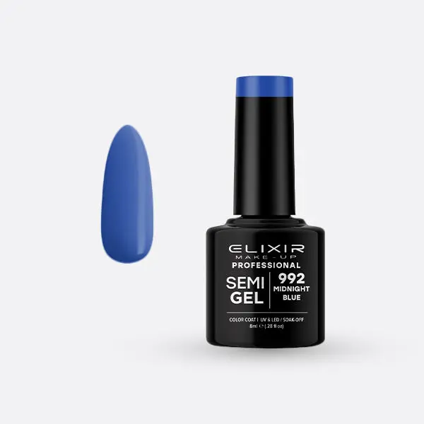 Elixir Gel lak Semi 992, Midnight Blue, 8ml