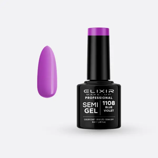 Elixir Gel lak Semi 1108, Violet, 8ml