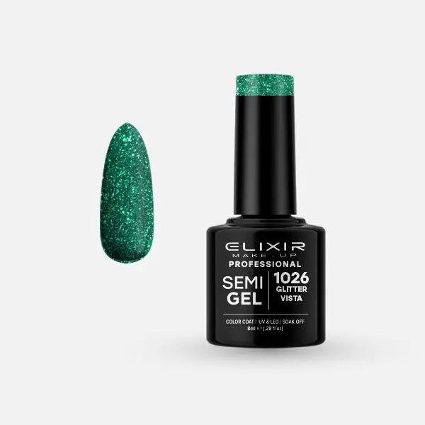Elixir Gel lak Semi 1026, Glitter Vista, 8ml