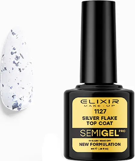 Elixir Završni sjaj Semi Top Coat 1127, Silver Flake, 8ml