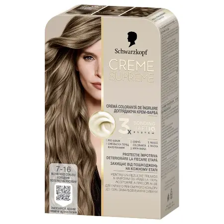 Schwarzkopf Farba za kosu Creme supreme, 7-16 cool ash blonde