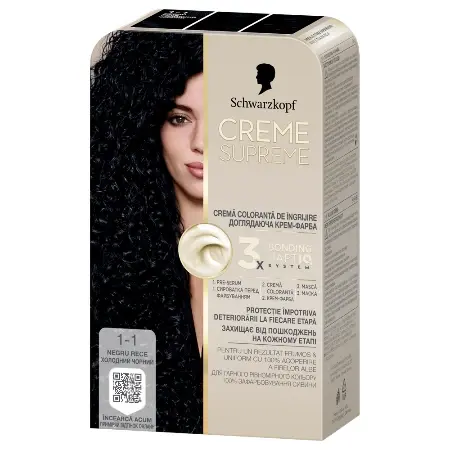 Schwarzkopf Farba za kosu Creme supreme, 1-1 cool black