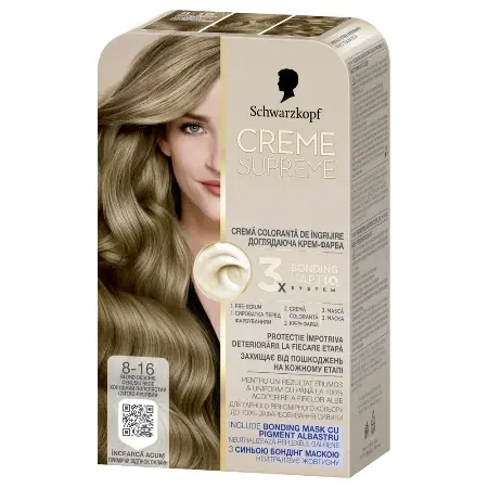 Schwarzkopf Farba za kosu Creme supreme, 8-16 natural ash blonde
