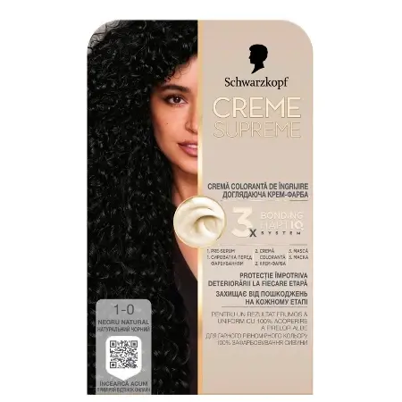 Schwarzkopf Farba za kosu Creme supreme, 1-0 deep black