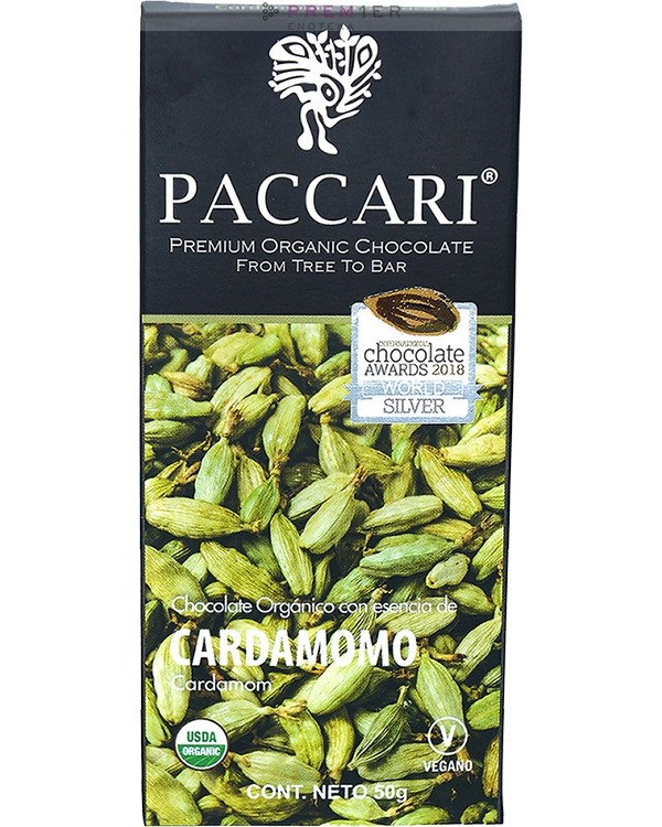 PACCARI Cardamom Premium Organic Chocolate Tree To Bar 50g