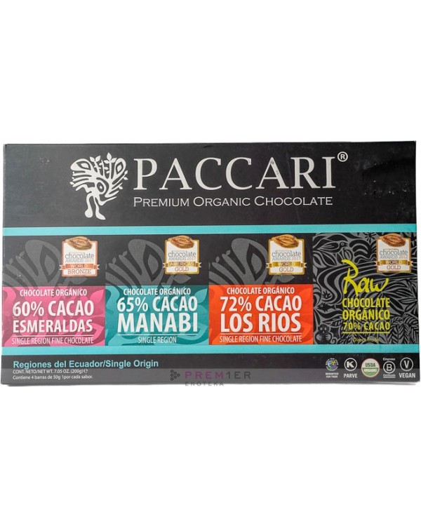 PACCARI Single Origin Gift Box 4x50g Premium Organic Chocolate Tree To Bar