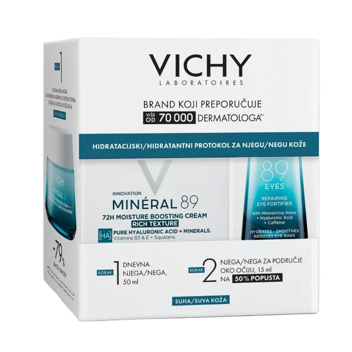 Vichy Set za dnevnu negu lica Krema Mineral 89 50ml + Krema za oči 15ml