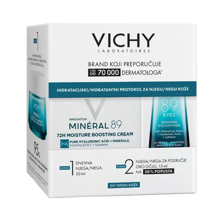Vichy Set za dnevnu negu lica Krema Mineral 89 Light 50ml + Krema za oči 15ml