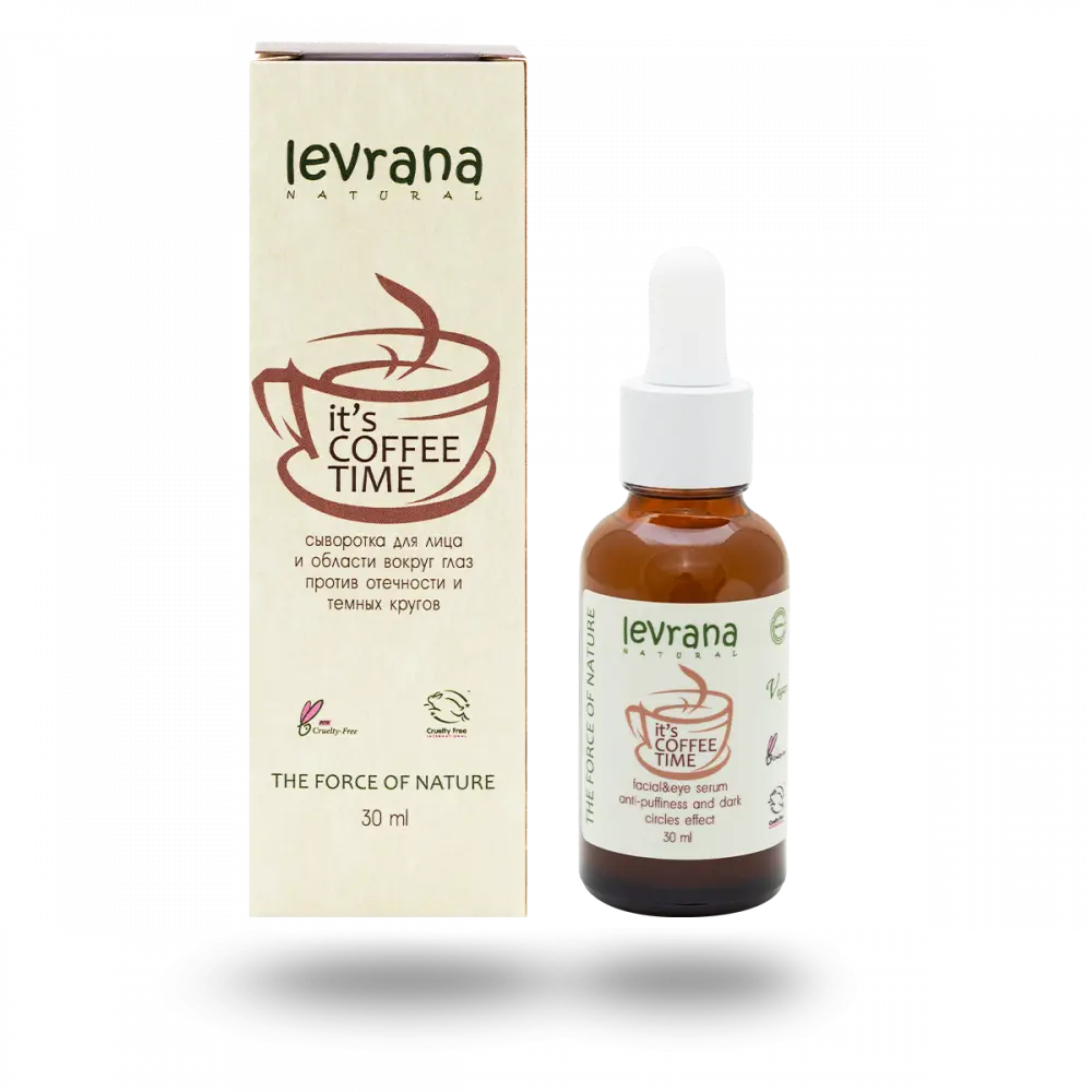 LEVRANA Serum za lice i predeo oko očiju protiv otoka IT'S COFFEE TIME Organic certified 30 ml