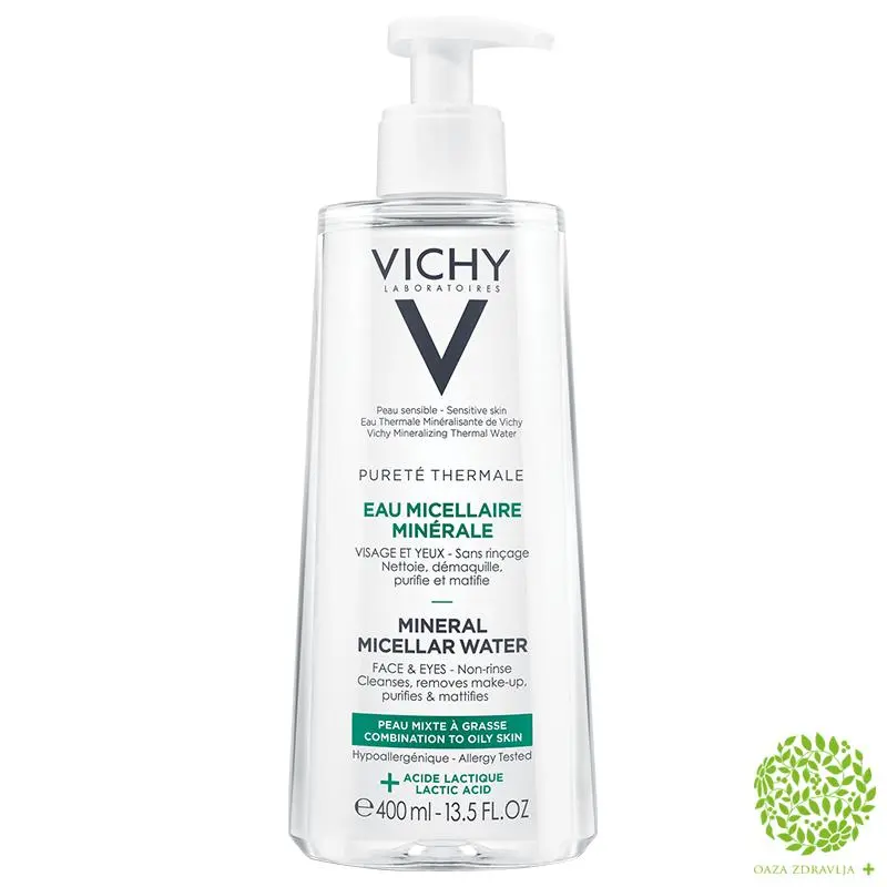 Vichy Pureté Thermale Micelarna voda za mešovitu do masnu kožu, 400 ml
