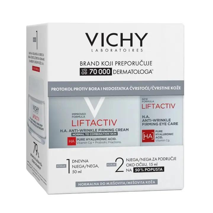 Vichy Set dnevne nege za lice protiv bora Liftactiv Supreme za korekciju bora 50ml + Krema za oči Liftactive 15ml