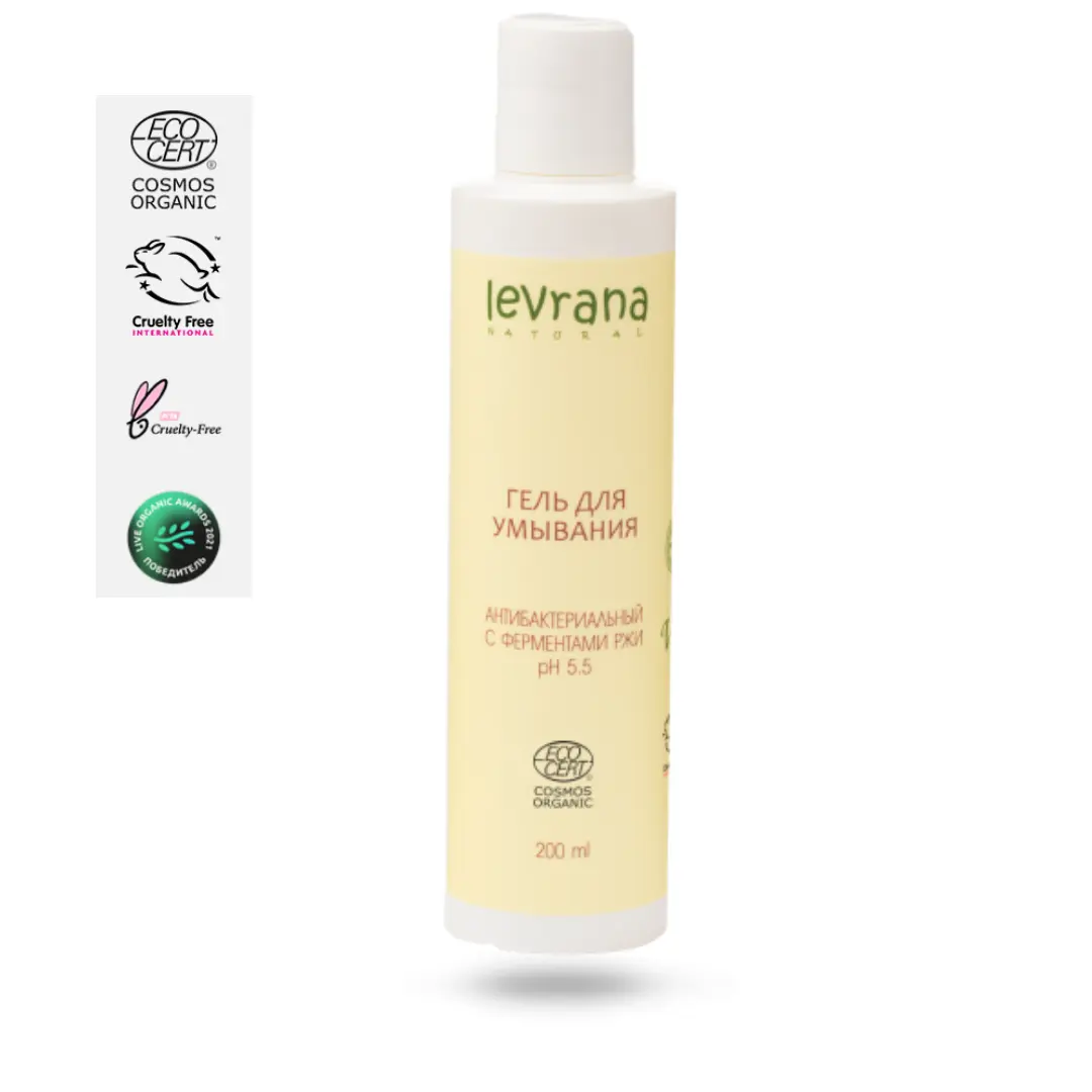 LEVRANA Antibakterijski gel za umivanje sa enzimima raži pH5.5 Organic certified 200 ml