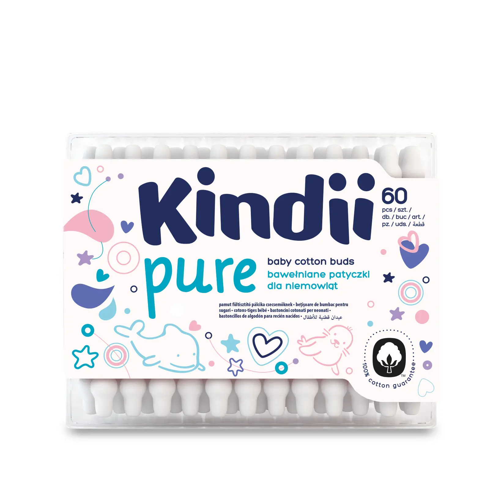 CLEANIC Štapići za uši Kindii Pure Baby 60 komada