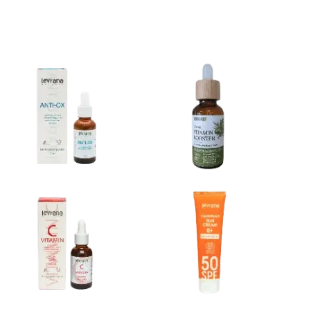 LEVRANA Set za negu lica Serum Anti Ox + Serum sa C vitaminom + Krema spf 50 + KEDAR Vidaminski buster