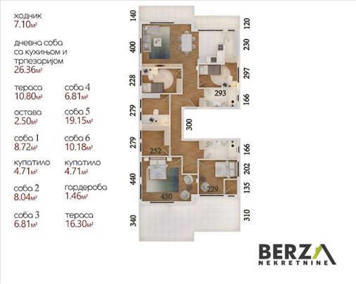 Novi Sad, Veternik, Stan, 6, 143,66m2