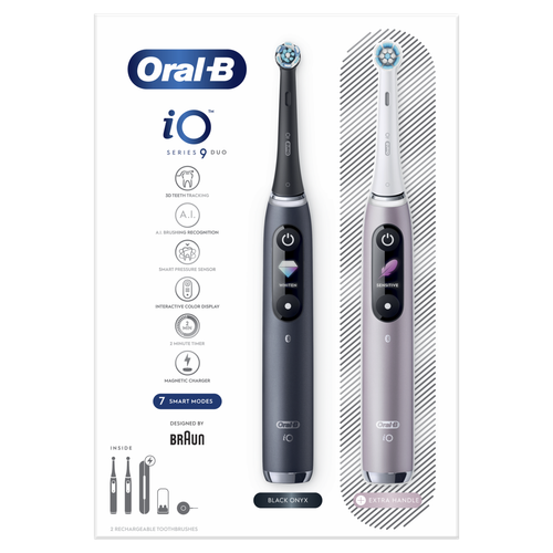 Oral-B iO9 Duo Paket 1+1, Električne četkice, Crna+Roze