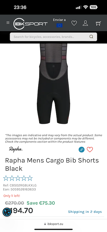 Muski biciklisticki bib triko Rapha Cargo XL novo