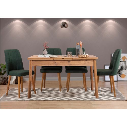 Santiago Atlantic Green Atlantic Pine - Proširivi Trpezarijski Sto i Set Stolica (5 Delova)