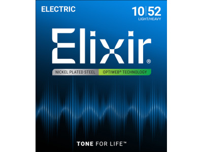 Elixir 19077 Light/Heavy 010-052 Optiweb Nickel Plated