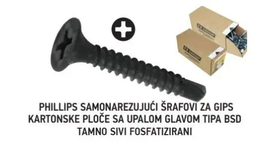 FF Set šrafova za gipsano-kartonske ploče Philips 3,5X45 500/1