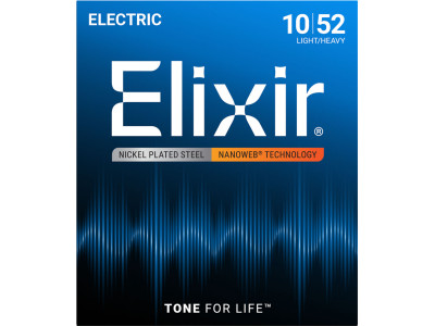 Elixir 12077 Light Heavy 10-52 Nanoweb Nickel Plated