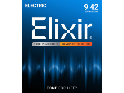 Elixir 12002 Super Light 009-042 Nanoweb Nickel Plated