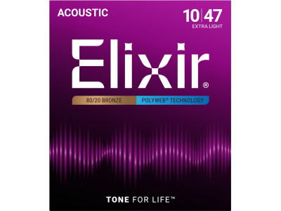 Elixir 11000 Extra Light 010-047 80/20 Bronze Polyweb