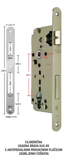 HUGO LOCKS Cilindarna usadna brava k45-85