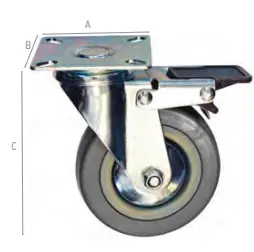 FF Točak obrtni sa kočnicom 100mm