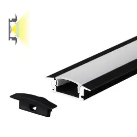 Aluminijumski profil za led trake, Ugradni, Crni