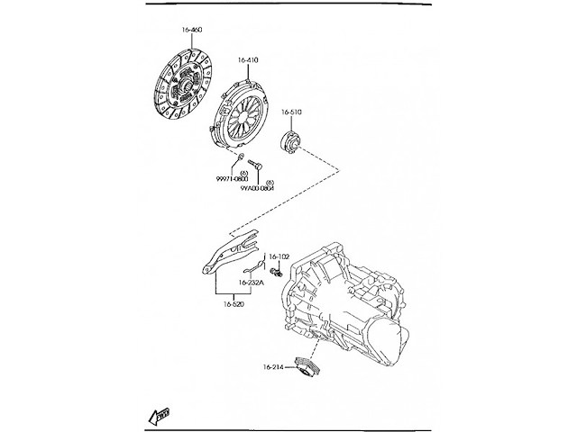 Mazda 2 1.3B/1.5B Viljuska Kvacila 07-15,NOVO