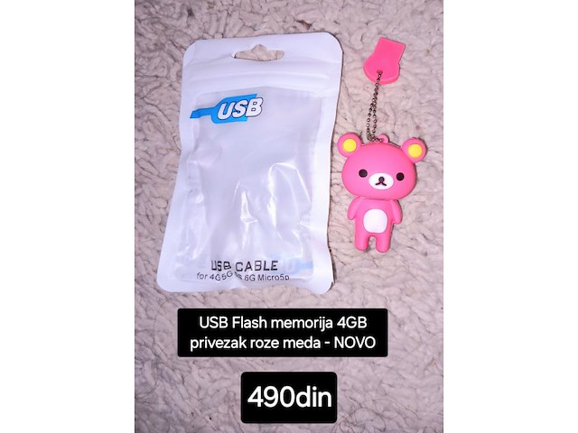 USB Flash memorija 4GB privezak roze meda - NOVO