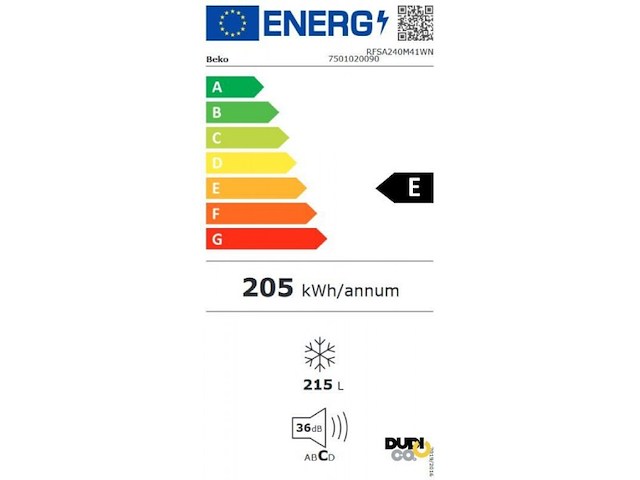 BEKO RFSA240M41WN VERTIKALNI Zamrzivač