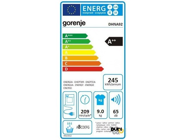 GORENJE DHNA92 MAŠINA ZA SUŠENJE Veša