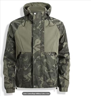 Mens Camouflage Long Sleeve Hooded Drawstrings Wi