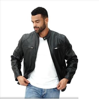 Mens PU Leather Jacket With Zippered Pockets