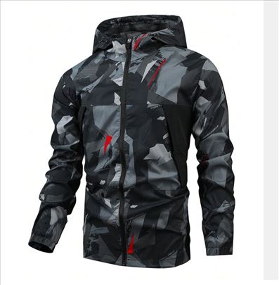 SheinRunning Mens Geometric Pattern Hooded Track