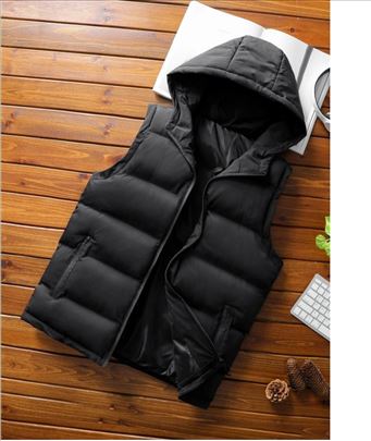 Men 1pc Zipper Hooded Vest Puffer