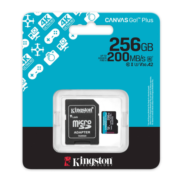 Micro SD kartica Kingston 256GB Class10 UHS-I U3 V30 A2, Read up to 200MB/160MB s