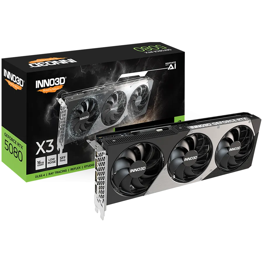 INNO3D NVIDIA GEFORCE RTX 5080 X3 OC 16GB GDDR7 256bit, 2460 MHz / 30Gbps, 3x DP, 1x HDMI, 3 fan, 2,5 slot