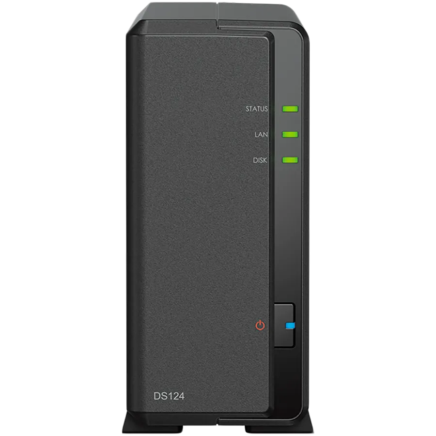 Synology DiskStation DS124 1-Bay NAS, CPU 4-core 1.7 GHz, 1 GB DDR4, 1 x 1Gbe LAN, 2 x USB 3.2
