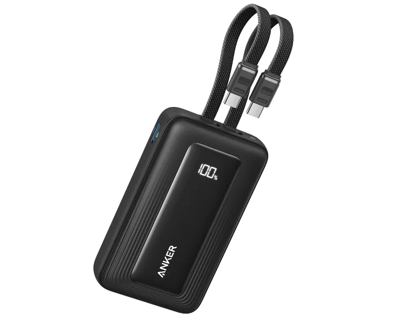 ANKER Zolo 10000mAh, 35W, sa ugrađenim USB-C kablovima, Power Bank crni
