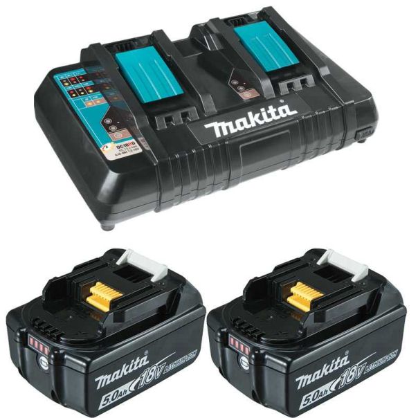 MAKITA Set baterija 2x BL1850B 18V/5.0Ah + Brzi punjač sa dva porta