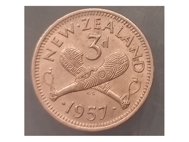 A4 3 pence Novi Zeland 1957 srebrnjak 1,4g srebro